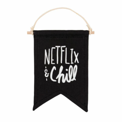Black Netflix & Chill small Canvas hanging banner sign | eBay