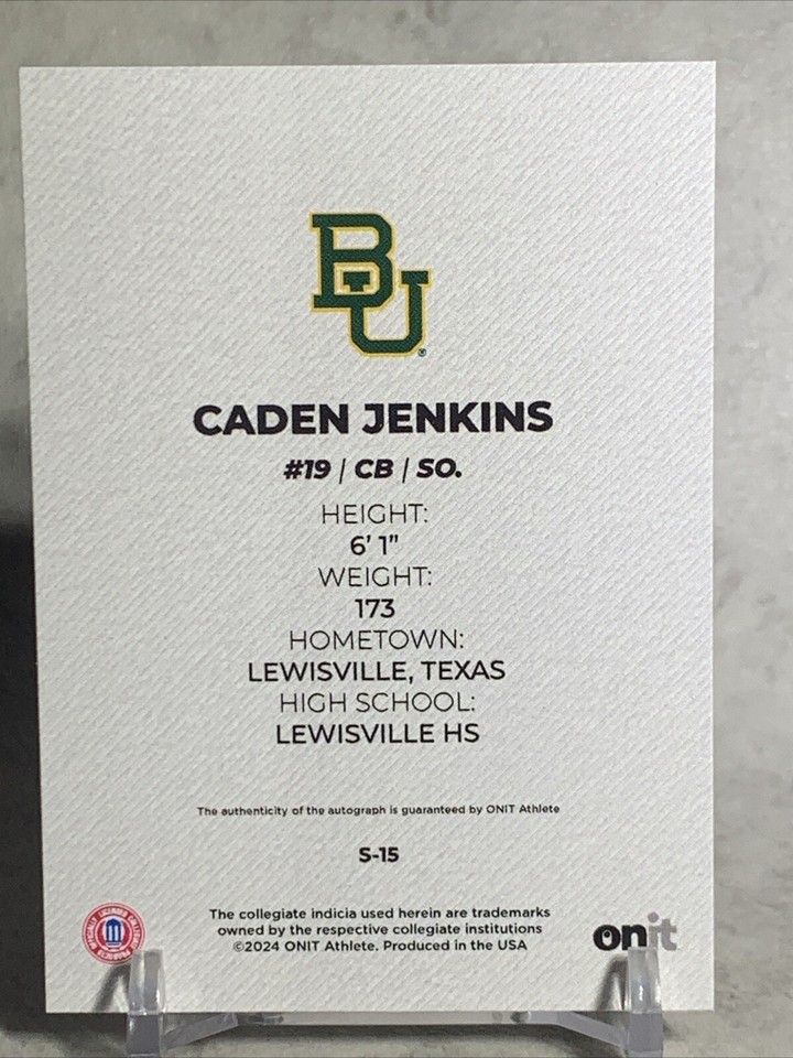 2024 ONIT athlete Baylor - on card AUTO #S15 Caden Jenkins 37/100 | eBay