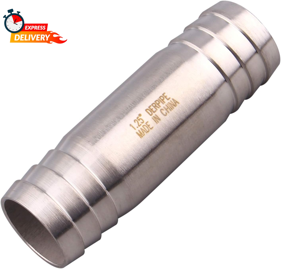 Stainless Steel 1-1/4" Hose Barb, Straight Splice Extend Tubing Fitting ...