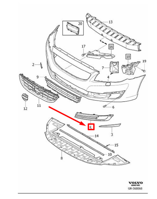 Volvo OEM 14-15 S80 Front Bumper Grille-outer Grille Left 31323798 for ...