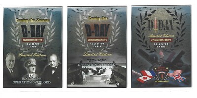 WORLD WAR II D-DAY 3 CARD PROMO SET P1-P3 OPERATION OVERLORD/NORMANDIE ...