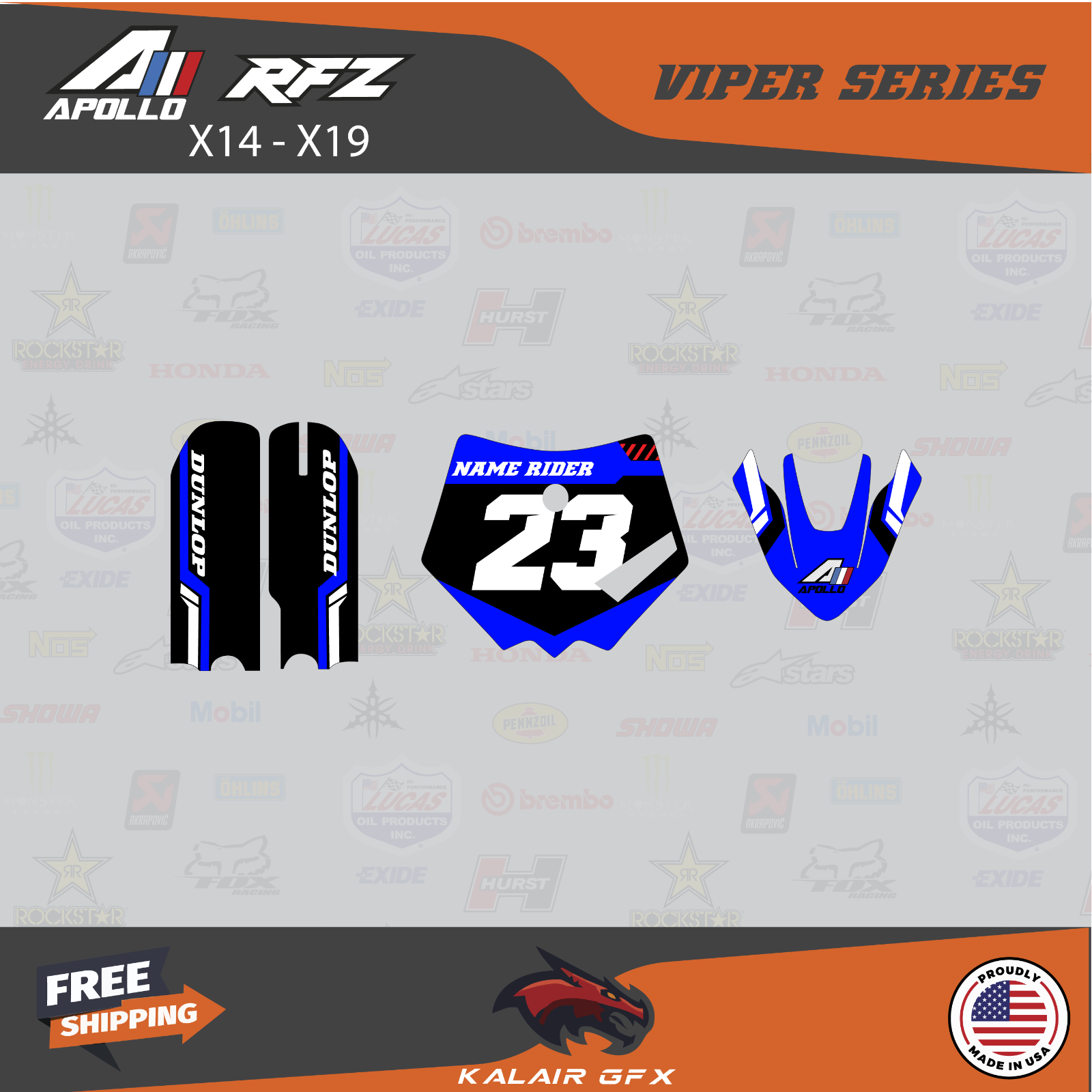 Graphics Decal Kit For Apollo RFZ X4 X5 X6, X14 to X19 all years Viper ...