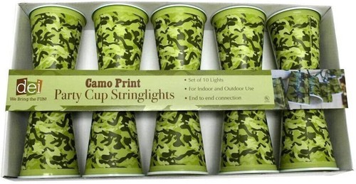 Dennis East - 10 Light Green Wire Camo Print Party Cup String Set ...