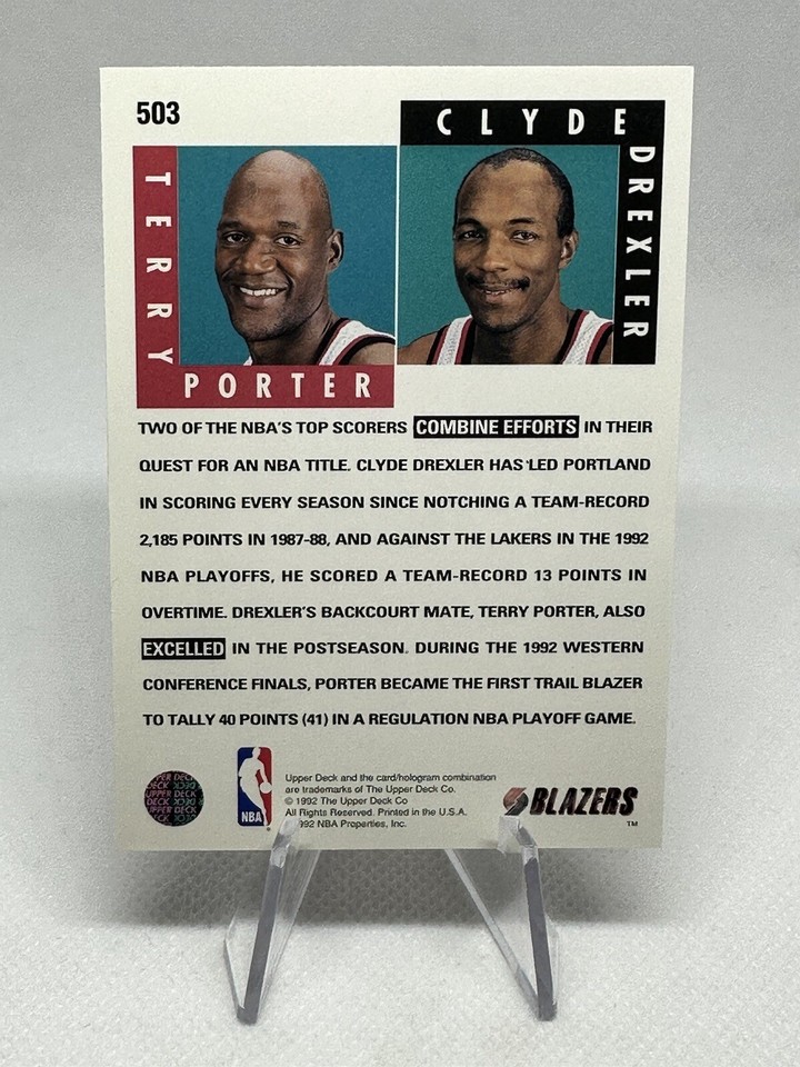 1992-93 Upper Deck Scoring Threats Terry Porter Clyde Drexler #503 HOF ...