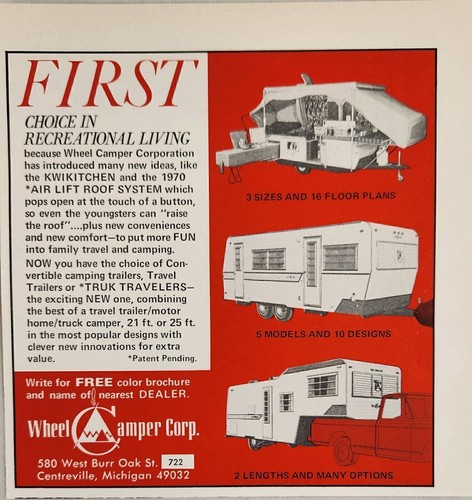 1970 Print Ad Wheel Camper Travel Trailers,Tent Pop-Up,5th Wheel ...