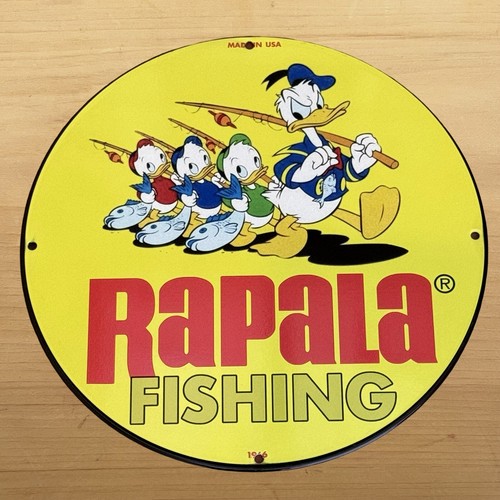 VINTAGE RAPALA PORCELAIN SIGN FISHING LURE BAIT SALES SERVICE STATION ...