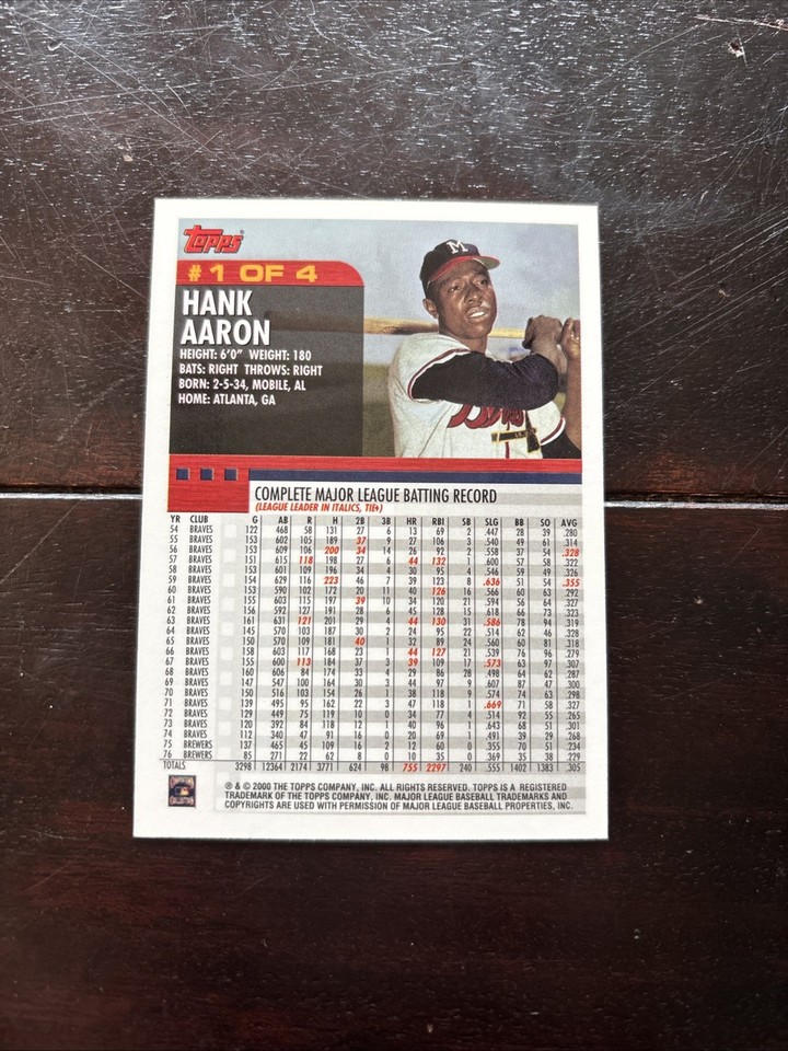 2000 Topps All Star Game Fan Fest Hank Aaron #1 | eBay