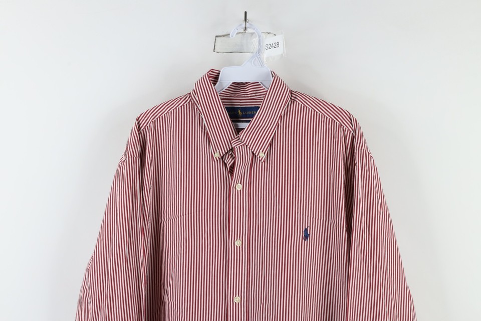 Vintage Ralph Lauren Mens XL Classic Fit Candy Cane Striped Button Down ...