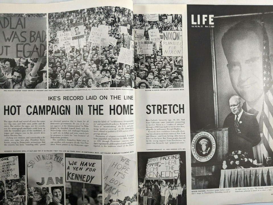 LIFE Magazine VTG November 7 1960 RARE Sample Copy Earth Nixon JFK ...