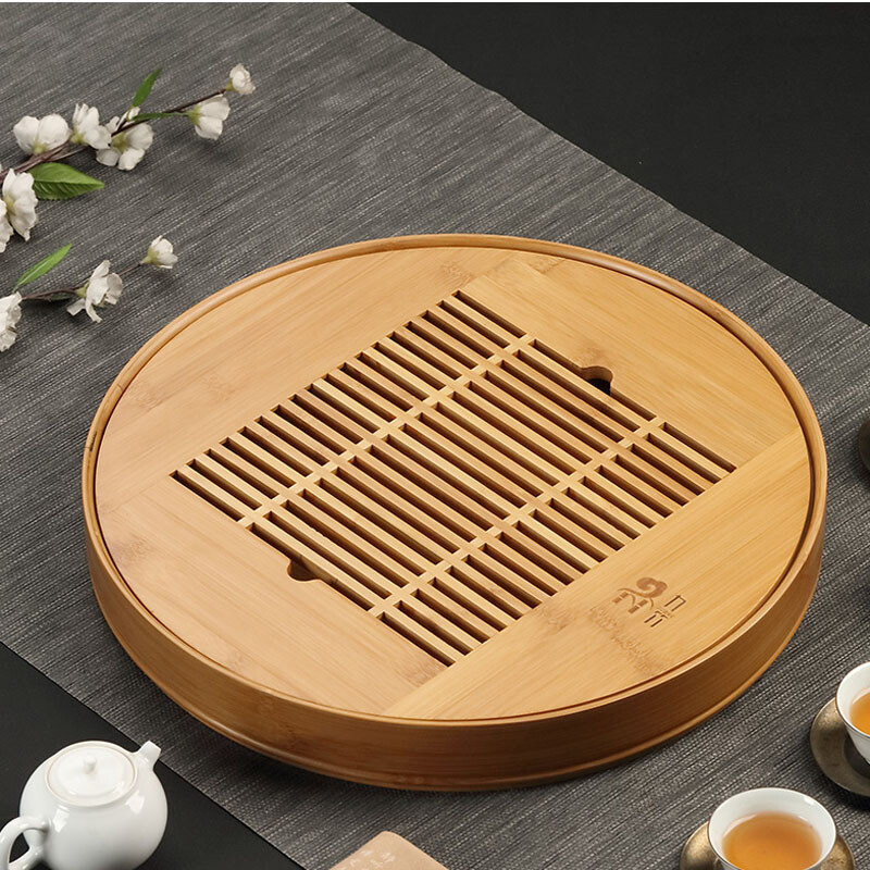 Luxury Bamboo Gongfu Tea Tray Chinese Serving Table Tray 11.8" Size For ...