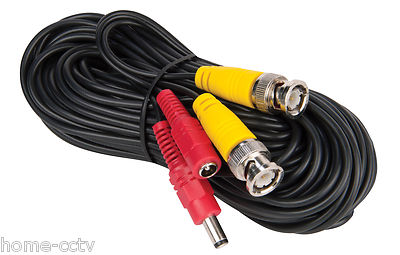 CCTV Camera Cable 20M Bnc + 12v dc Power With Connectors wire coax ...