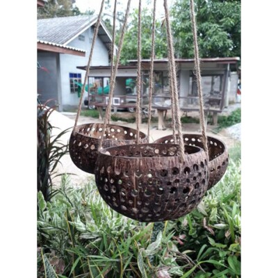 3Pcs Coconut Shell Hanging Pot Flower Basket Orchid Planter Balcony ...