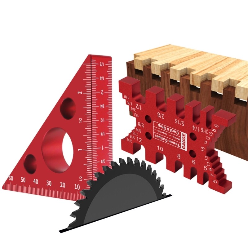 Metal Dovetail Jig Tenon Caliper with Woodworking Triangle Ruler ...