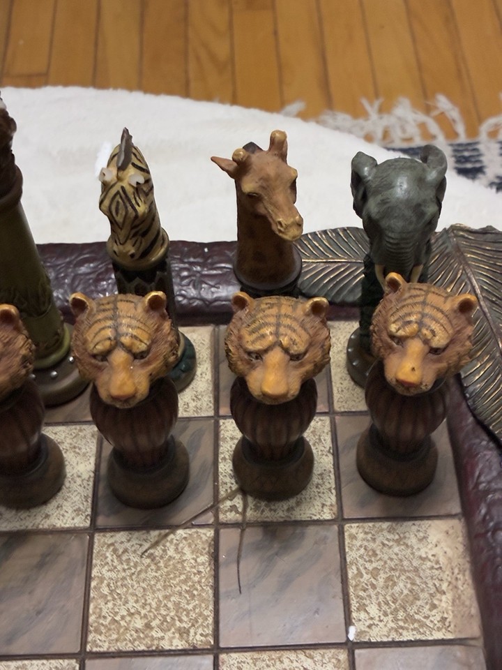Vintage CBK Resin African Wild Animal Chess Set Board Pieces READ!! | eBay