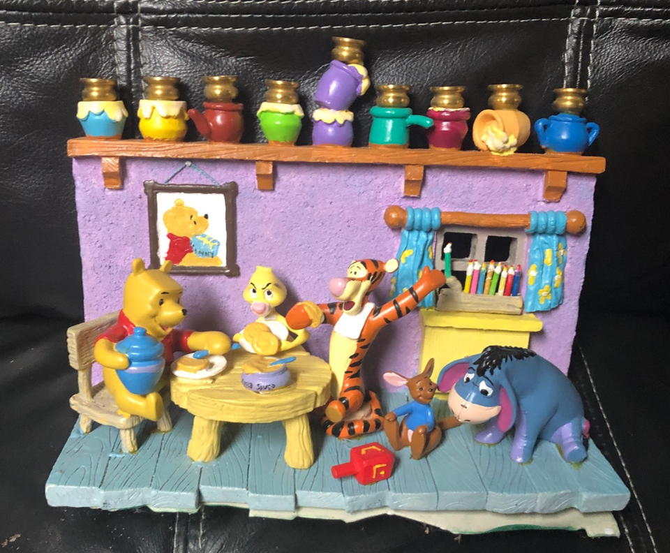 AUTHENTIC Rare Winnie the Pooh Disney Hanukkah Menorah Eeyore Tigger ...
