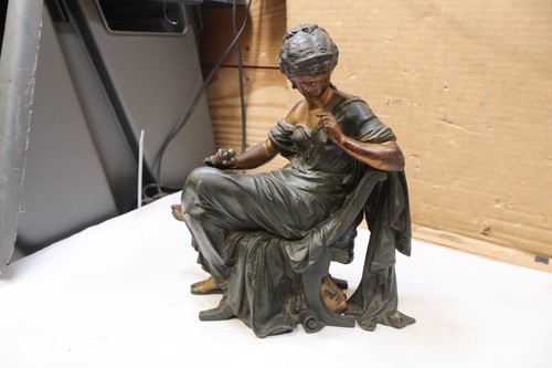Brass Bronze Mixed metal Seated woman with dagger and mans head Figure ...