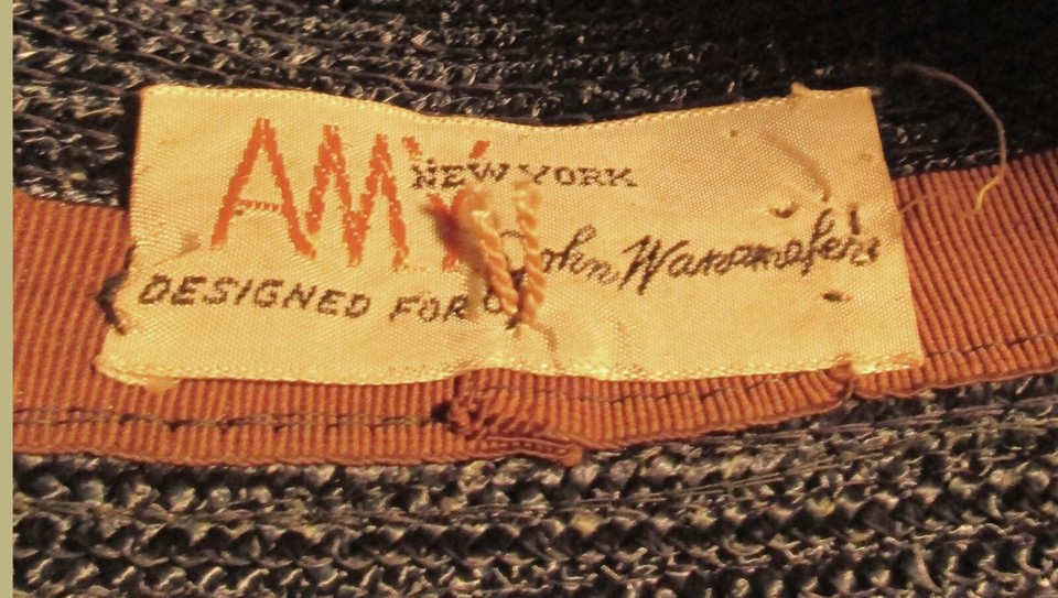 Vintage 60's-70's Amy New York For John Wanamaker Navy Straw Fedora ...