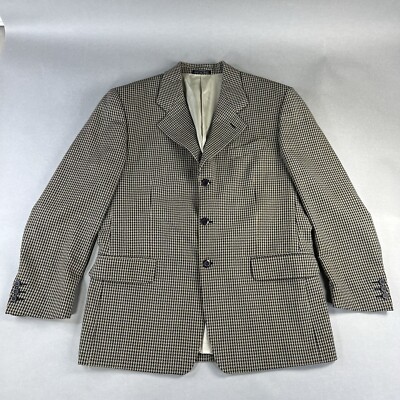 Bachrach Blazer Jacket 42 Men Beige Wool 3 Button Ventless Notch ...