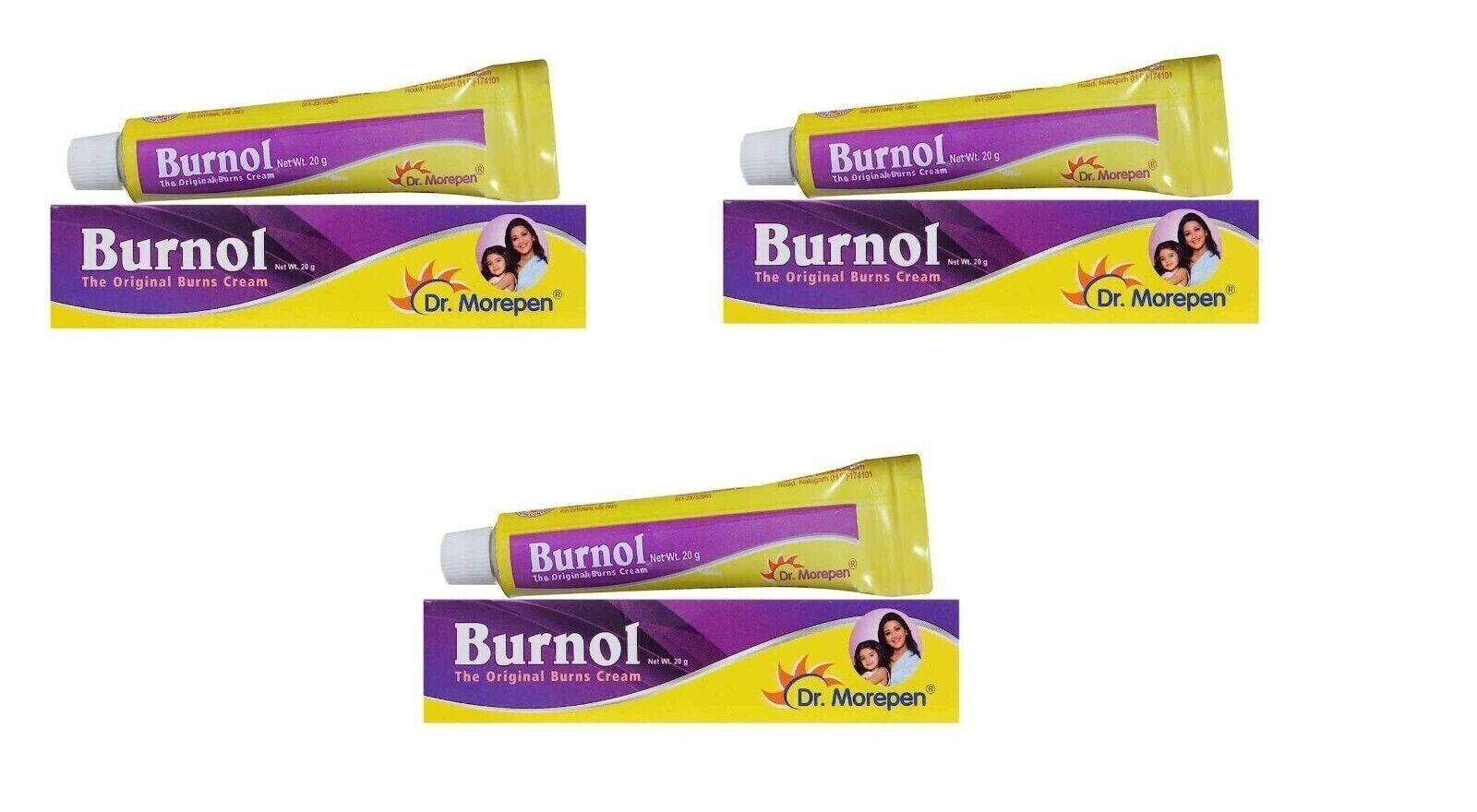Burnol antiseptic Cream ( 25 gm x 3 ) burn injuries minor cuts wound ...