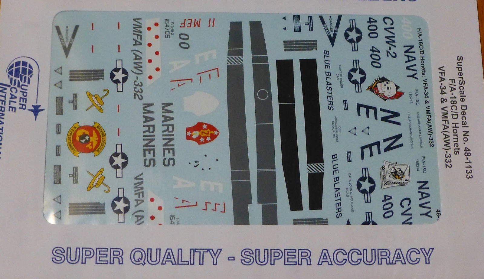 Microscale Decal 1:48 Scale #48-1133 / A/A-18C/D Hornets: VFA-34 & VMF ...