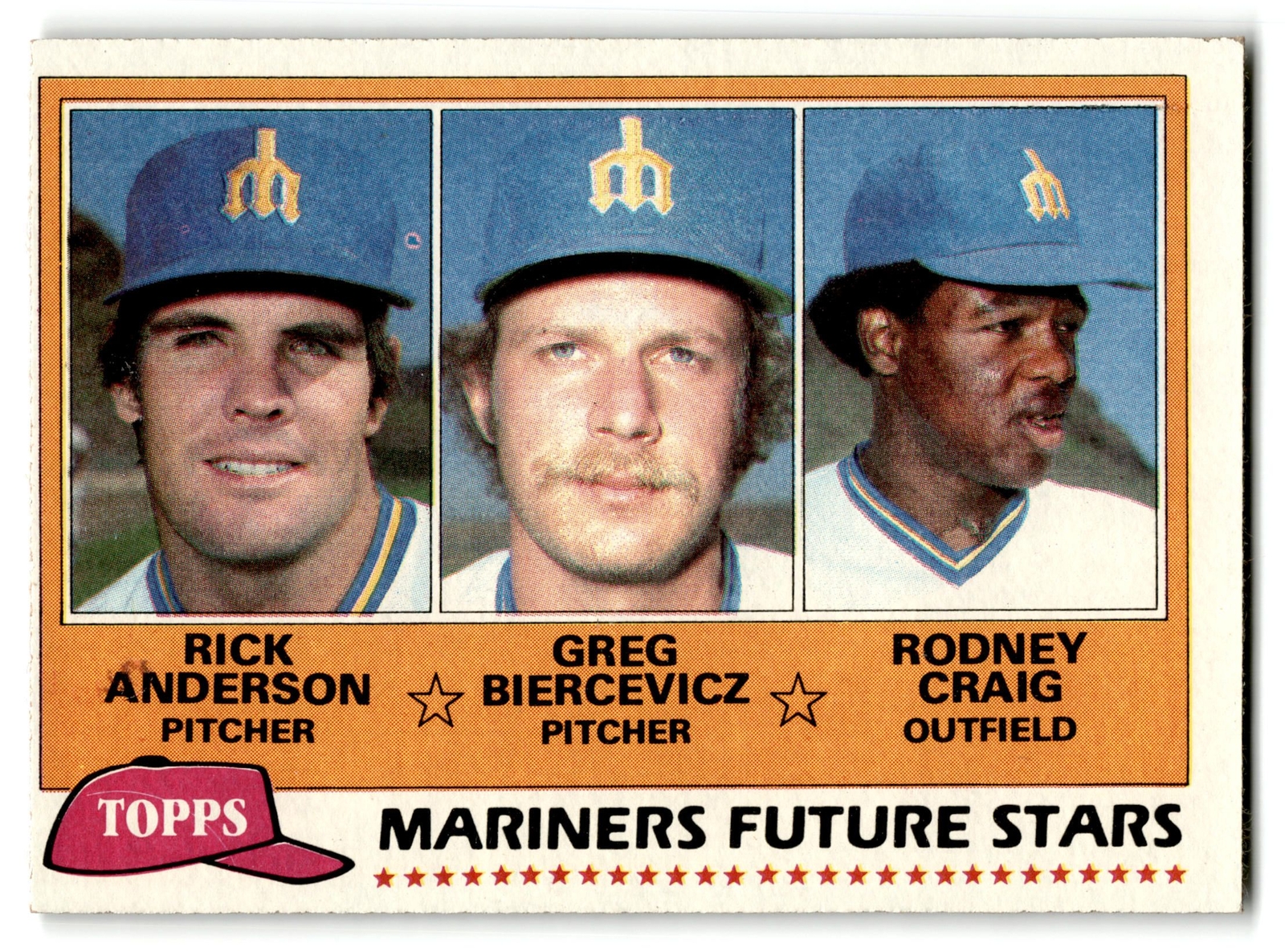 1981 Topps #282 Rick Anderson/Greg Biercevicz/Rodney Craig RC Mariners ...