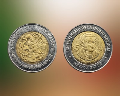 2009 Mexico 5 Pesos Coin, Pedro Moreno, Bicentenary of the Revolution ...