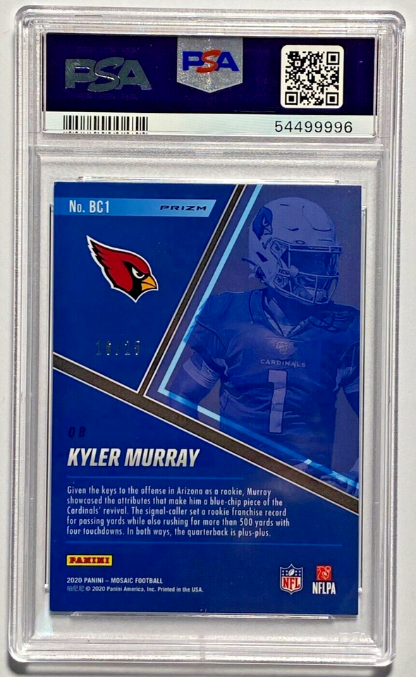 2020 Mosaic Football #BC1 KYLER MURRAY Blue Chips White Prizm /25 PSA 9 ...
