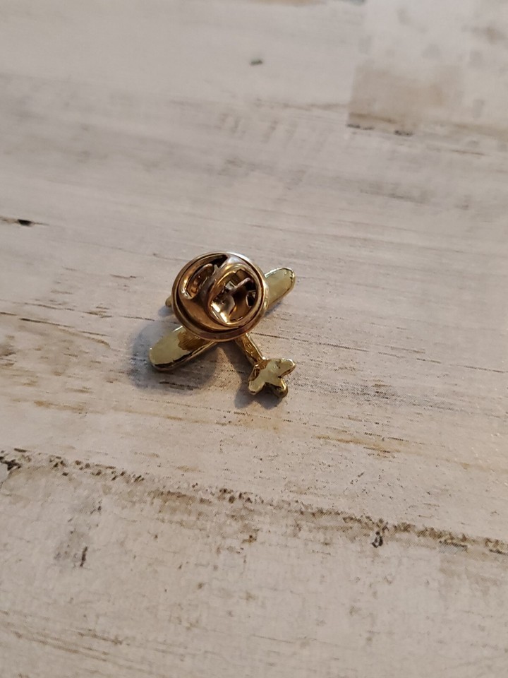 Gold tone US MILITARY Plane Rhinestones LAPEL PIN Airplane Jet jl | eBay