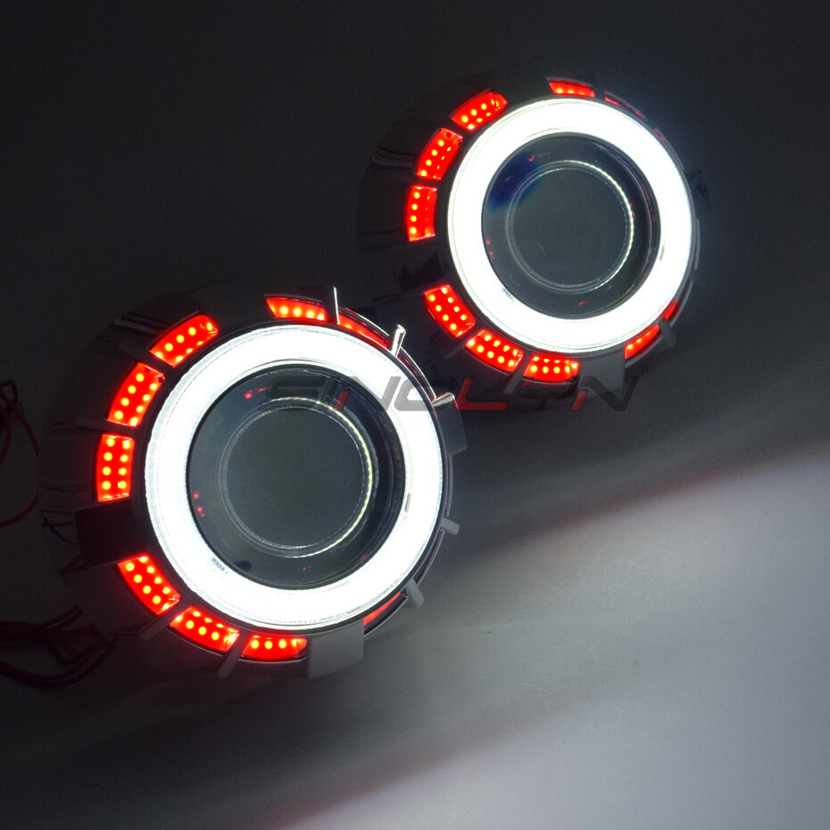 H1 H4 H7 HID Bi-xenon Projector Lens Conversion Kit Double COB LED ...