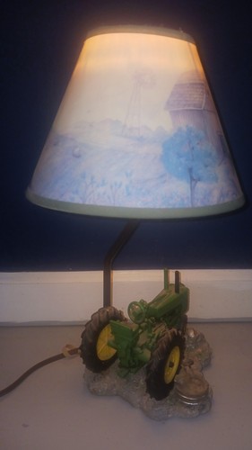Vintage John Deere Tractor Table Desk Lamp With Shade 1999 15” Farmer ...