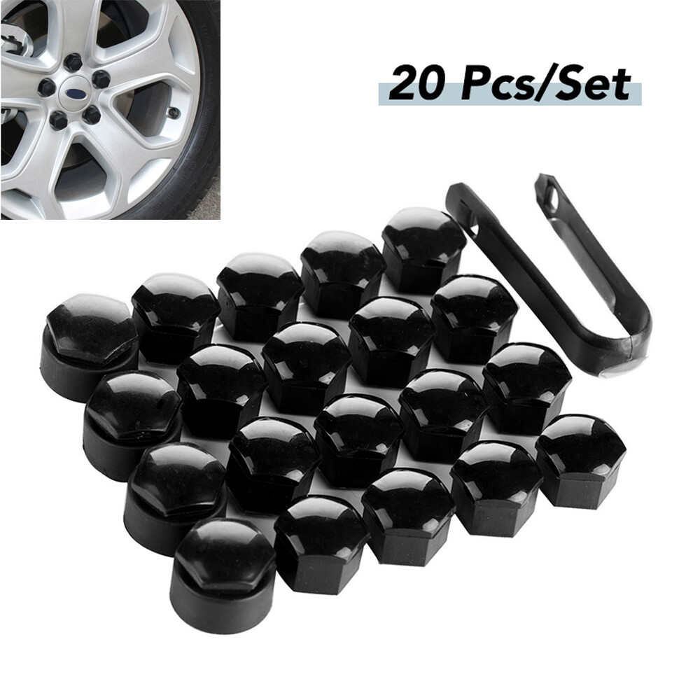 20PCS Black 17mm Car Hub Screw Cover Car Wheel Rims Nut Bolt Cap Set ...