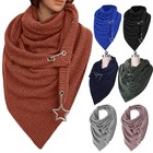 Women Winter Warm Large Scarf with Button Star Pendant Solid Color ...