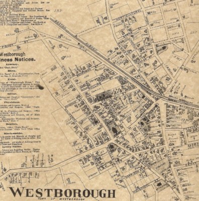Westborough MA 1870 Map with Businesses and Homeowners Names Shown | eBay