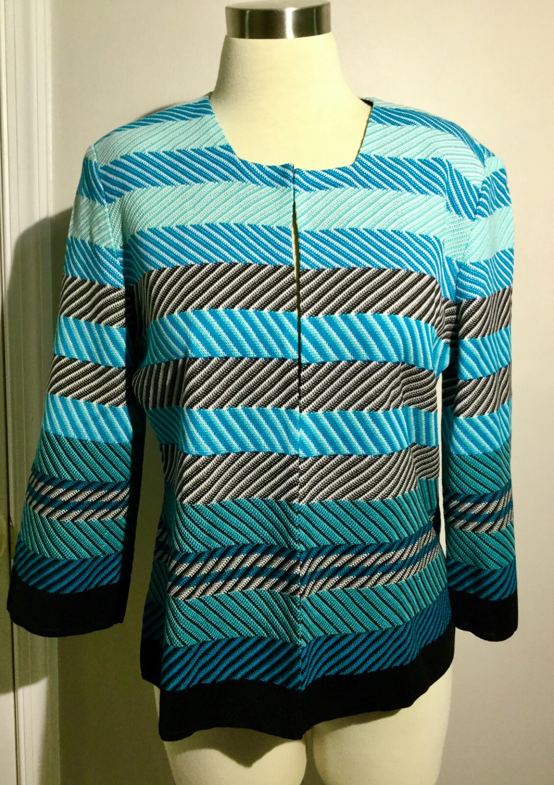 NWT MISOOK Black, Blue, White Open Front Jacket size S MSRP $410 | eBay