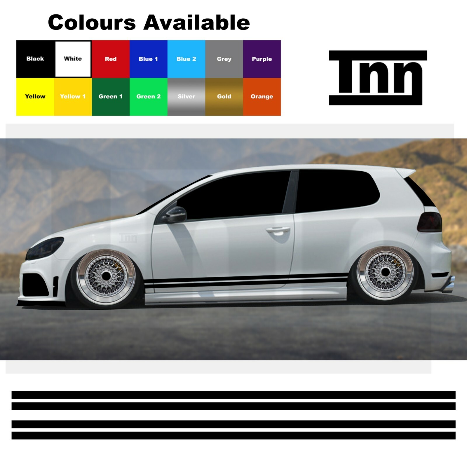 Side Stickers For VW Polo Golf Lupo Vinyl Line Stripes Scirocco GT GTI ...
