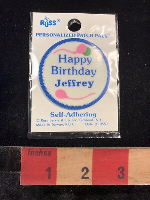 First Name JEFFREY Patch Happy Birthday Party Patch w/ Balloon Design ...
