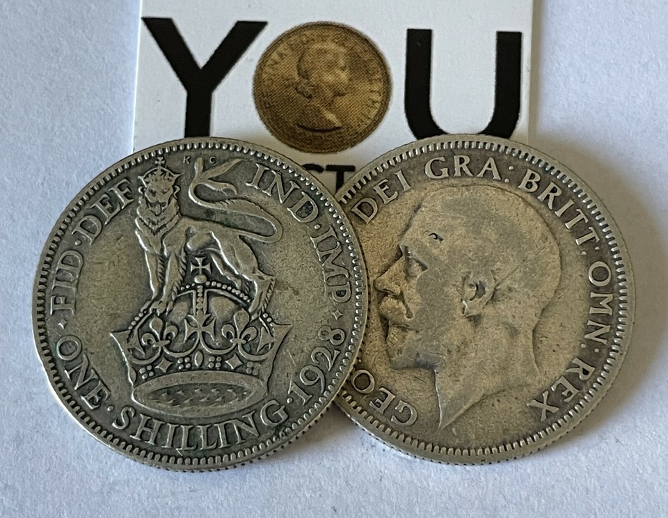 1920 to 1936 King George V One Shilling Sterling Silver Coins - Choose ...