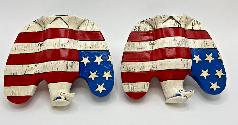 1970s Funky Fitz & Floyd Patriotic Red, White & Blue Composite EAGLE ...