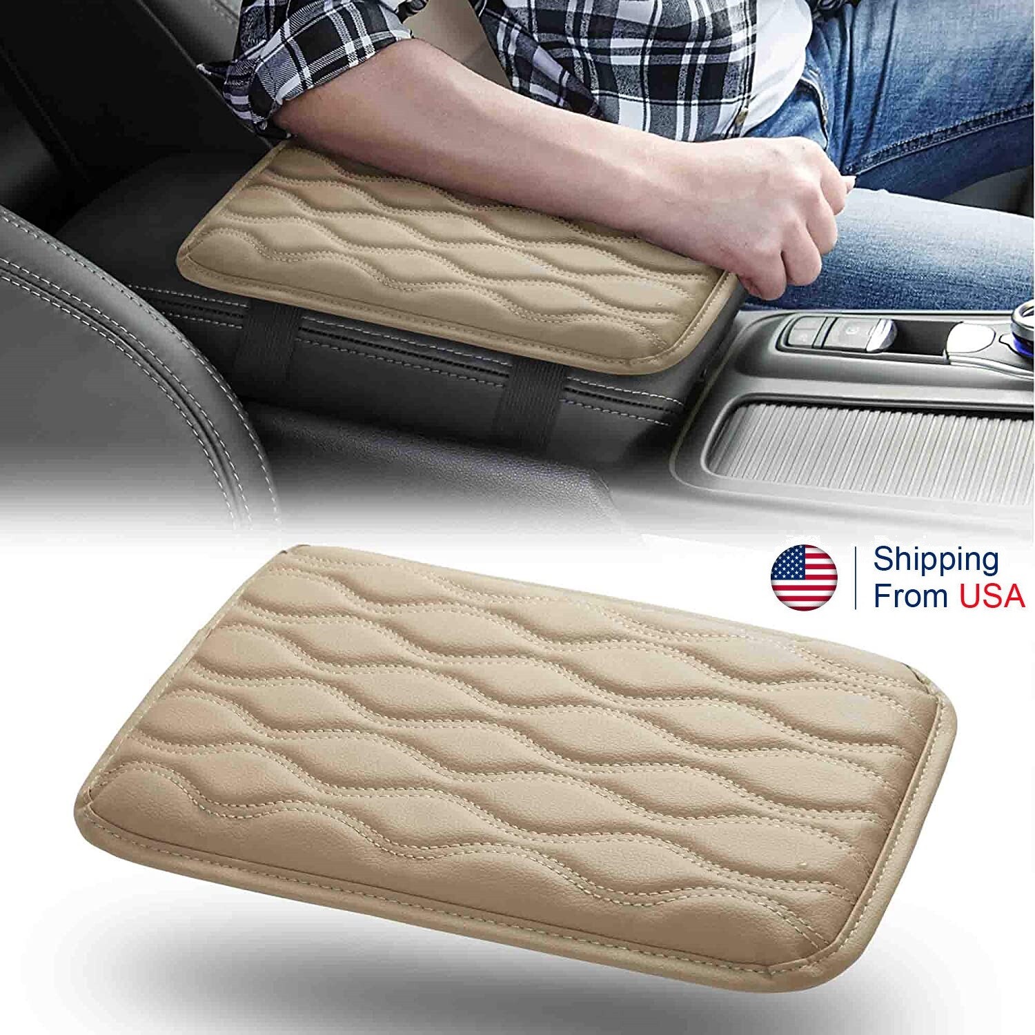 Auto Armrest Pad Cover PU Center Console Box Leather Cushion Mat ...