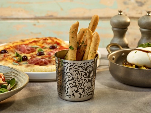 Chip Serving Cups Pack of 2 Food Presentation Pot Floral Finish 8.5 x 8 ...