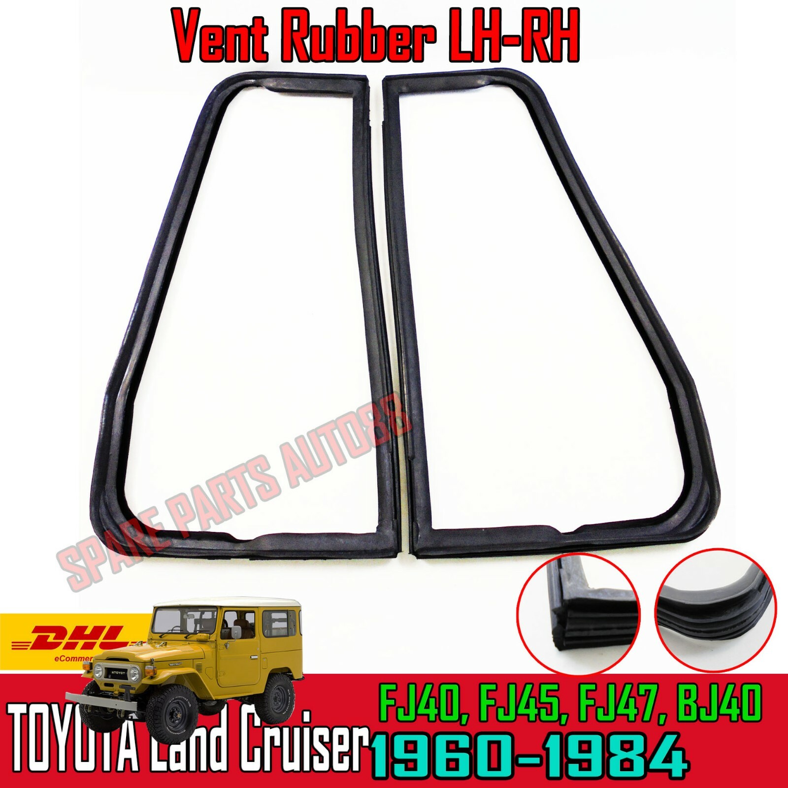 Fit 1960-84 Toyota Land Cruiser FJ40 FJ45 Rubber Glass Seal Front Door ...