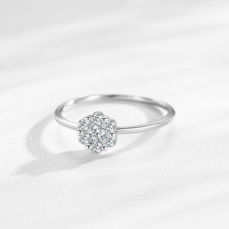 European Flowers Pave Clear AAA CZ S925 Sterling Silver Finger Ring For Women | eBay