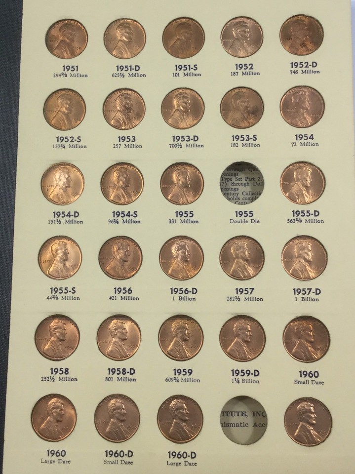 1941-1961 Lincoln Cent Penny Uncirculated Red Set 58 Coins Total | eBay