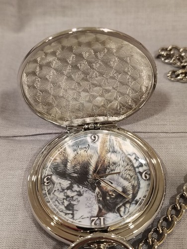 Al Agnew Wolf Dial Silver Tone Quartz Pocket Watch | eBay