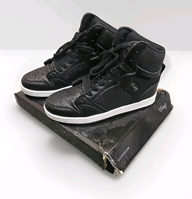 Pastry Dance Sneakers Hip Hop High Tops Shoes, Black Glitter, Kids ...