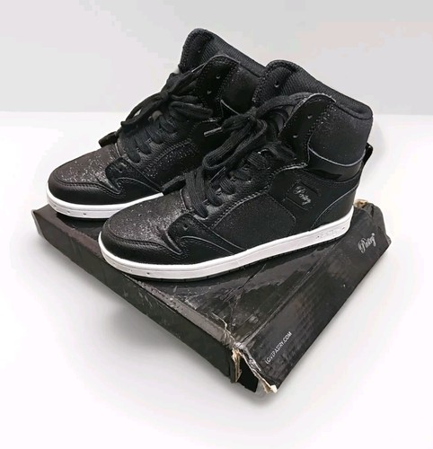 Pastry Dance Sneakers Hip Hop High Tops Shoes, Black Glitter, Kids ...