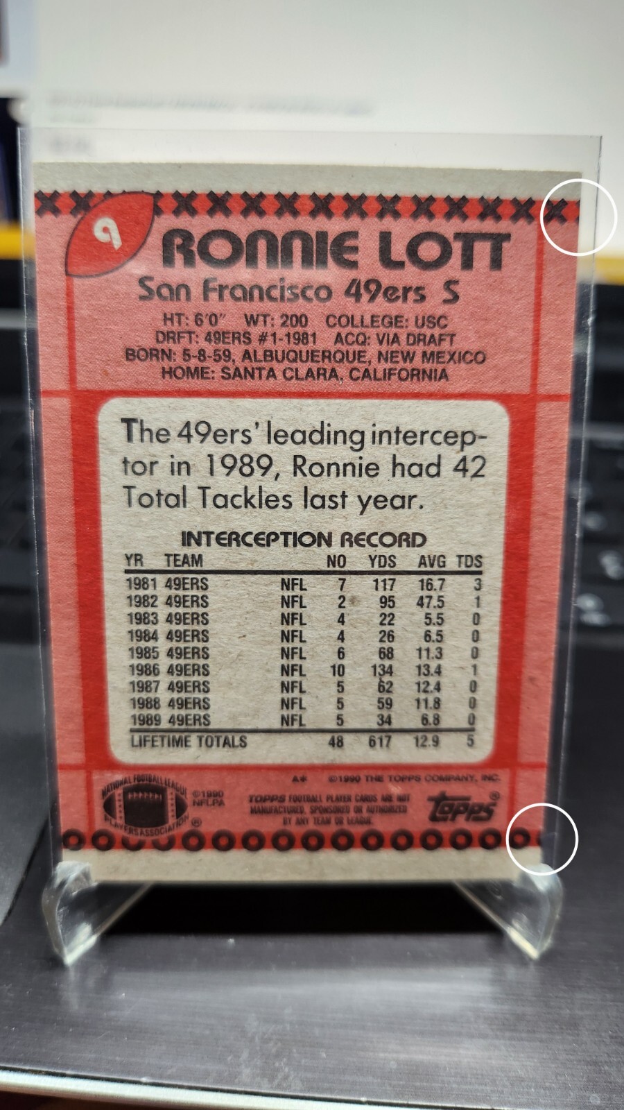 1990 Topps - #9 Ronnie Lott error | eBay