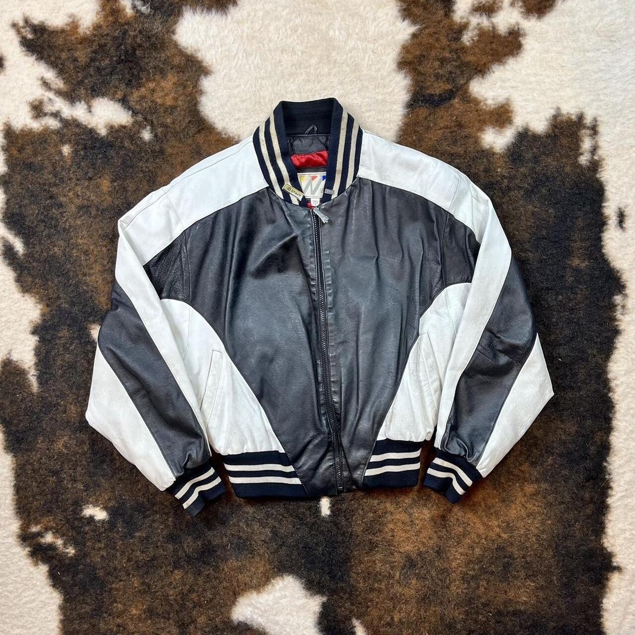 Heavy Leather Sport Letterman Jacket by Wilson w/ Nyl… - Gem