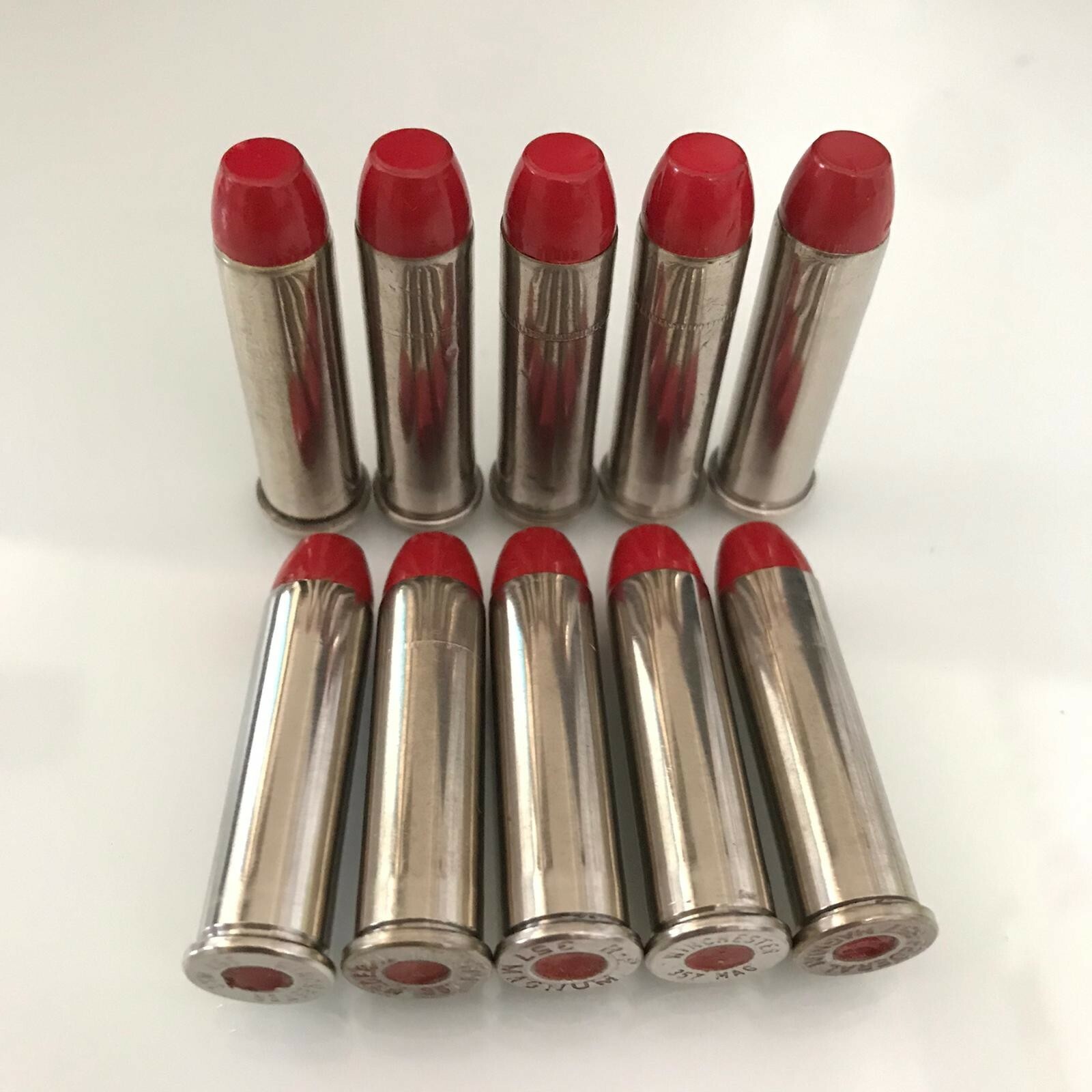 357 MAG SNAP CAPS SMOOTH RED DUMMY TRAINING ROUND REAL WEIGHT SET OF 10 ...