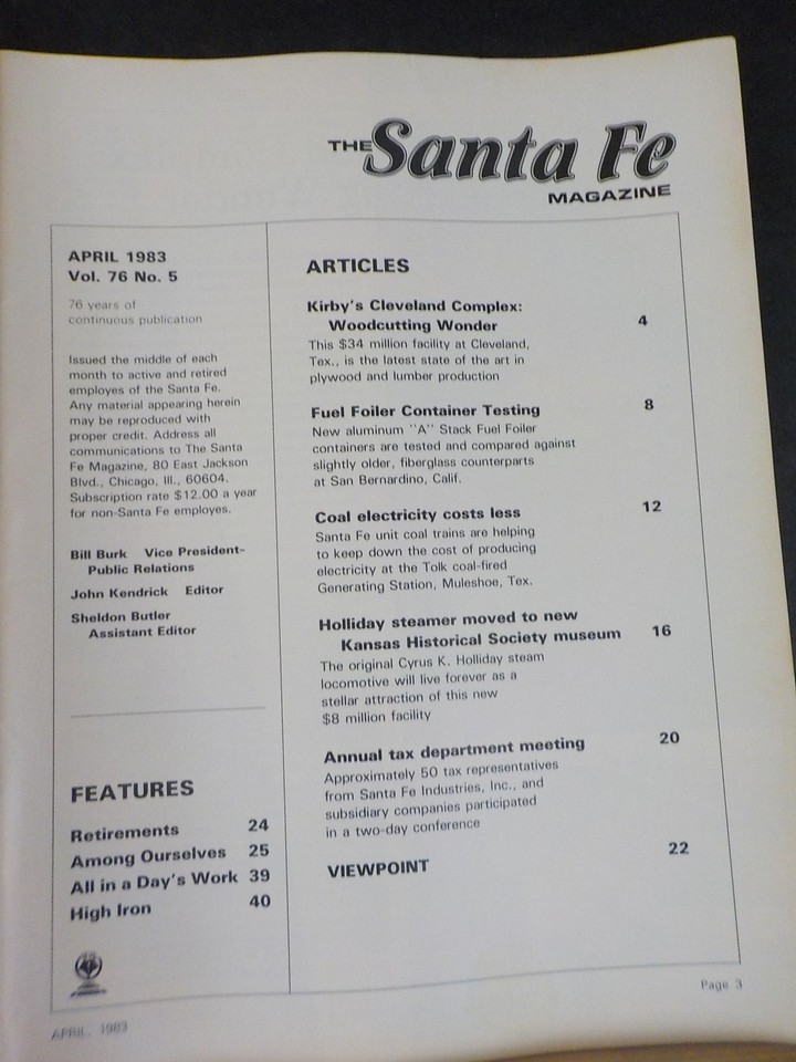 Santa Fe Employee Magazine 1983 April Kirby’s Cleveland Complex | eBay